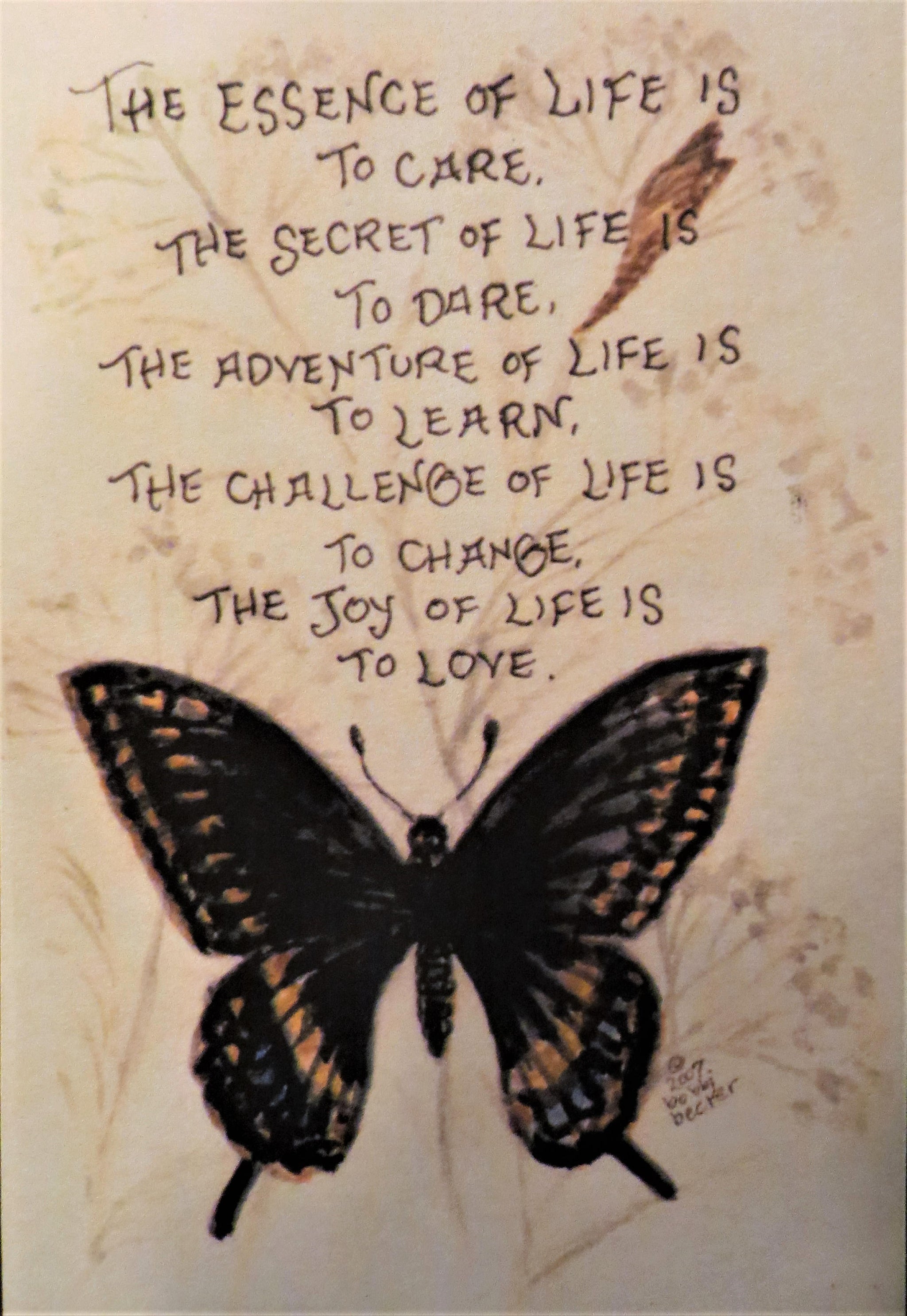 “The Essence of Life” butterfly with saying 5x7 – the bobbi becker gallery