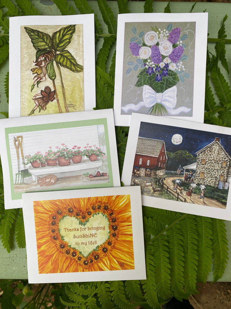 Geraniums On The Bench Card – the bobbi becker gallery